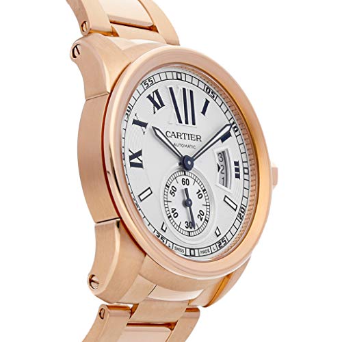 Cartier Calibre de Cartier Silver Dial 18K Rose Gold Automatic Mens Watch W7100018 by Cartier at ...