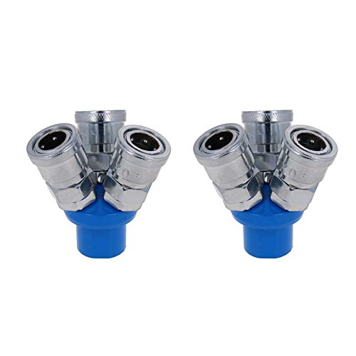 Othmro 2Pcs 1/2" Thread 3 Way Manifold Block Splitter Quick Connect Air Hose Splitter, Coupler ...
