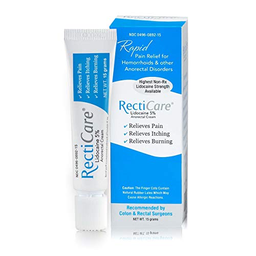 Recticare Anorectal Lidocaine 5% Numbing Cream .5 Oz - With Finger Cots ...