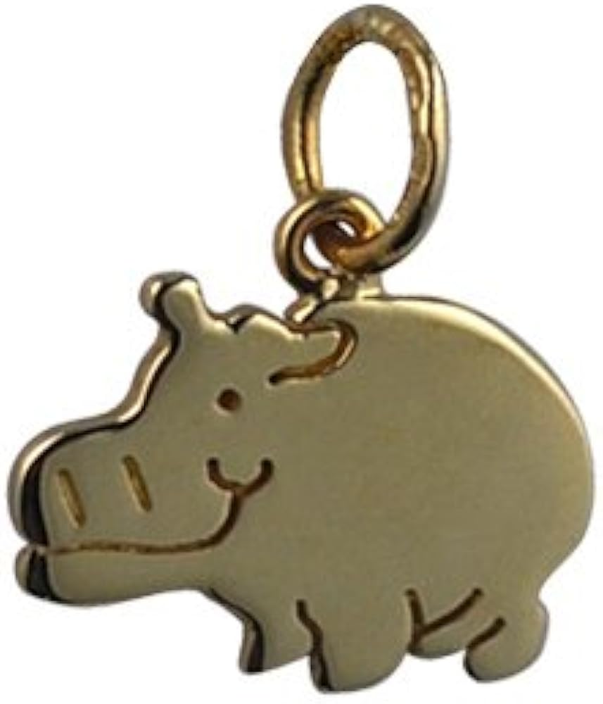 9ct Gold 14x10mm Hippo Pendant or Charm: Amazon.co.uk: Jewellery