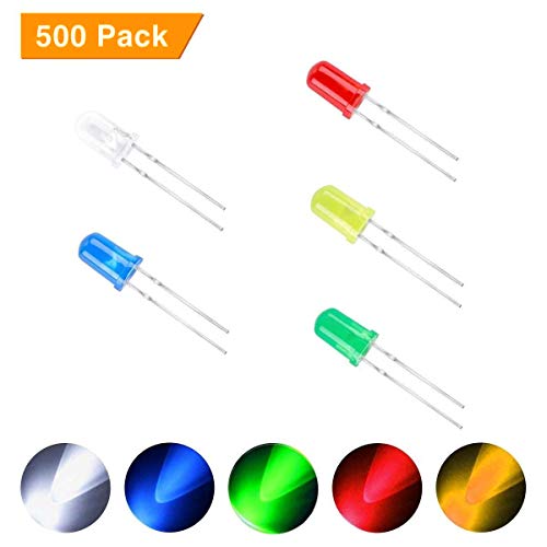 500pcs LED Diode Lights, KingSo 5 Colors×100pcs 5mm Light Emitting ...