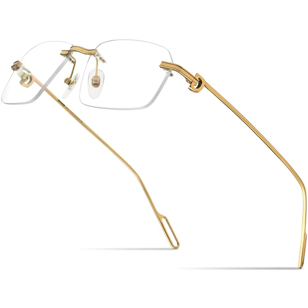Mua HEPIDEM Vintage Style Rimless Rectangular Metal Eyeglasses for Men ...