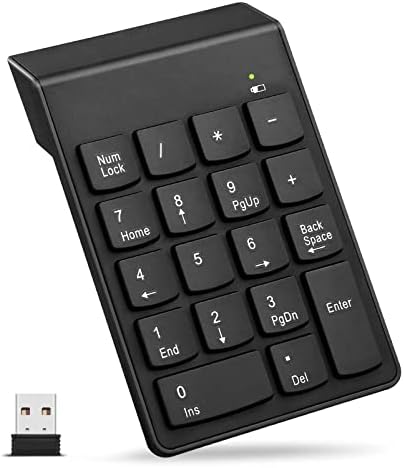 Keluowan Wireless Number Pad, 18 Key Numeric Keypads with 2.4G Mini USB ...