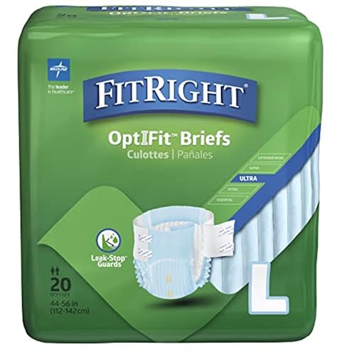 FitRight Ultra Adult Diapers, Disposable Incontinence Briefs with Tabs ...