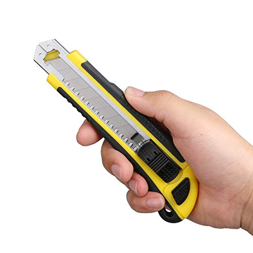 Utility Knife, 18mm Wider Razor Sharp Blade, Heavy Duty Box Cutter with Holster, Quick Change ...