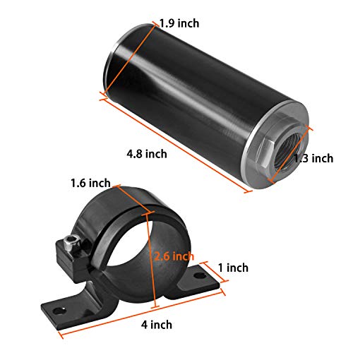 50mm Air Filter 100 Micron Cleanable Inline Fuel Filter Mount Aluminum ...