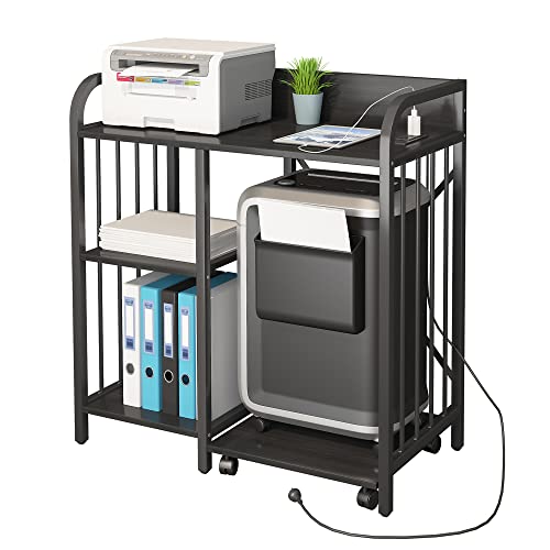 Printer Stand with Storage & Charging Station, Under Desk Printer Stand ...