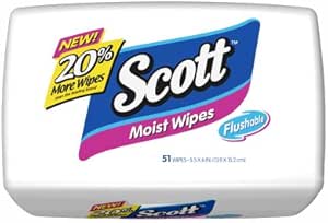 Amazon.com: Scott Flushable Moist Wipes, Tub (51 Wipes) : Health ...