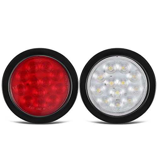 Partsam 4Pcs 4" Inch Round Led Stop Turn Tail Back-up Reverse Fog ...