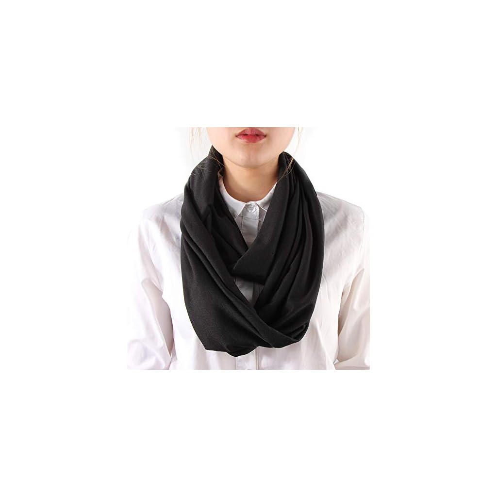 Infinity Scarf With Hidden Pocket, Travel Scarf with Zipper Pocket ...