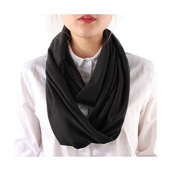 Infinity Scarf With Hidden Pocket, Travel Scarf with Zipper Pocket ...
