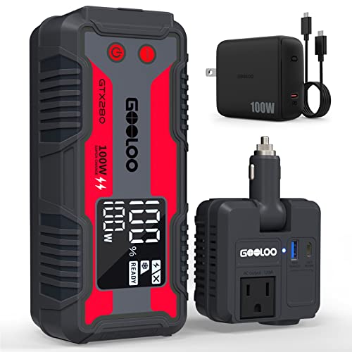 GOOLOO GTX280 Portable Detachable Power Station with 100W USB C Charger ...