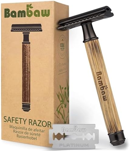 Bambaw Single Blade Razors for Men & Women, Bamboo Razor with 5 Blades ...