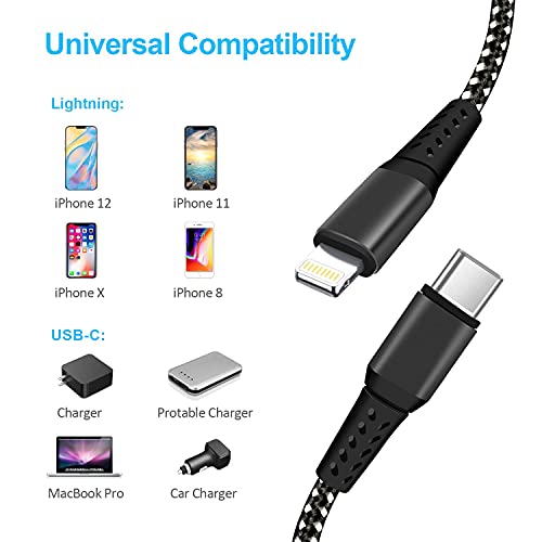 2Pack USB C to Lightning Cable 6FT, CUGUNU iPhone 12 Charger MFi ...