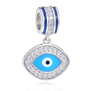 925 Sterling Silver Evil Eye Charm Angel Charm Symbol Charm Halloween ...