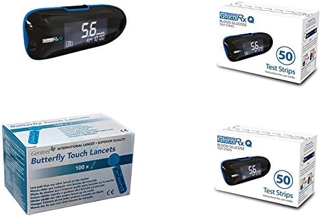 GlucoRx Q Glucose Meter Saver Kit 110 Test Strips Free 100 Lancets ...