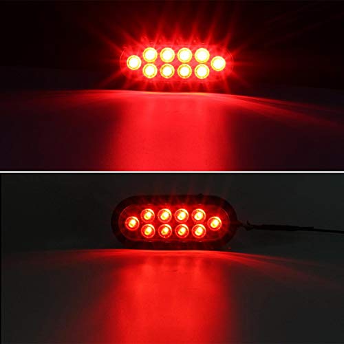 Partsam 2Pcs 6 Inch Oval Red Led Trailer Tail Lights 10 Diodes Smoke ...