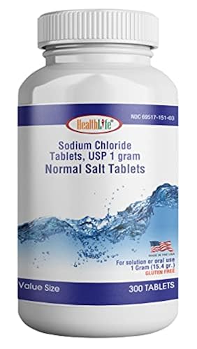 Health Life Sodium Chloride Tablets 1 gm, USP | 300 Count | Normal Salt ...