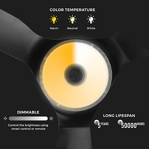 Carro Modern Indoor/Outdoor Smart ceiling fan 56" 3 Blade with remote ...