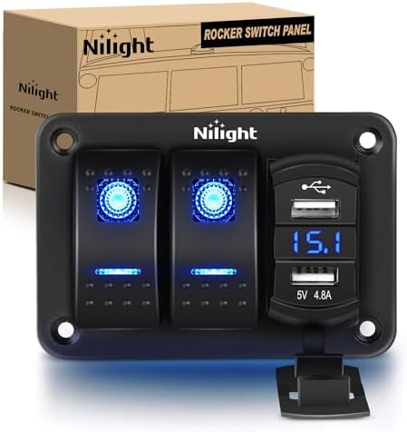 Nilight - 90116C 2 Gang Rocker Switch Panel with 4.8 Amp Dual USB ...