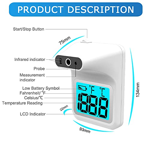 Wall Mounted Thermometer, GEKKA Forehead Thermometer for Adults Non-Contact, Digital No Touch ...