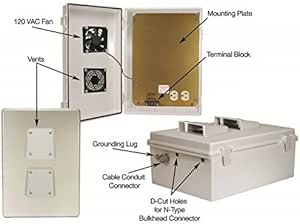 Weatherproof Enclosure with Cooling Fan 14 x 10 x 6 Inch 120 VAC ...