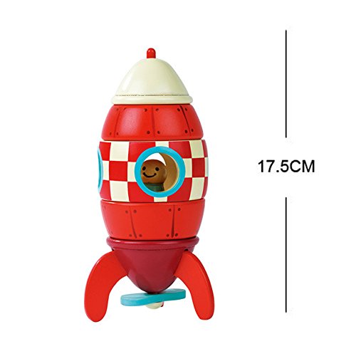 Sealive Magnetic Rocket Ship Toy, Wooden Rocket Space Toys with a ...