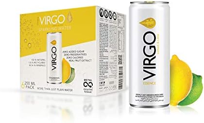 Virgo Sparkling Mineral Water with Lemon and Lime Essence, Case of 6 ...