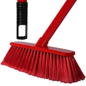 2 Pack Of 28cm Red Soft Deluxe Floor Sweeping Brush Brooms With 120cm ...