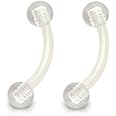 Amazon.com: 16GA Clear Bioflex Curved Eyebrow Retainer Ring Piercing ...