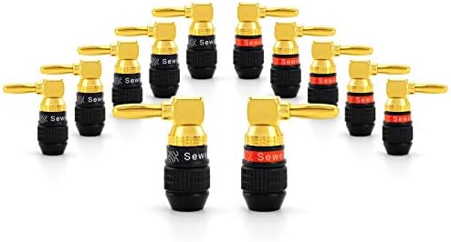 Sewell Deadbolt Right-Angle Banana Plugs, 6 Pairs Quick Connect Gold ...