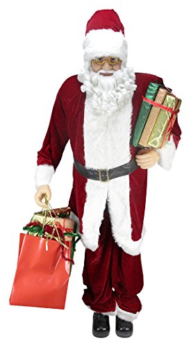 Northlight Traditional 6' Fabric Life-Size Standing Christmas Santa ...