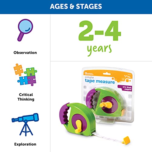 Learning Resources Simple Tape Measure, Ages 3+, Retractable Toy Tape ...