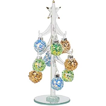Amazon.com: Mini Glass Christmas Tree, Small Glass Table Top Decoration ...