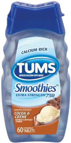 Tums Smoothie, Extra Strength Antacid 750, Cocoa & Creme, 60 Count ...