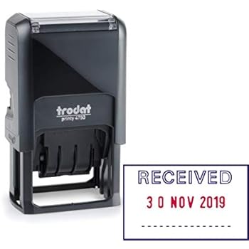 Amazon.com : Trodat Printy 4750 Textplate Dater Stamps Received in Blue Date in Red : Office ...