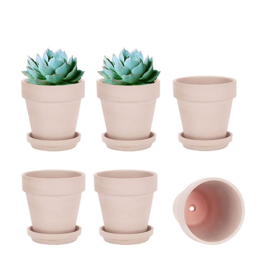 vensovo Pink Terracotta & Clay Pots with Saucer - 6 Pack 5 Inch Terra ...