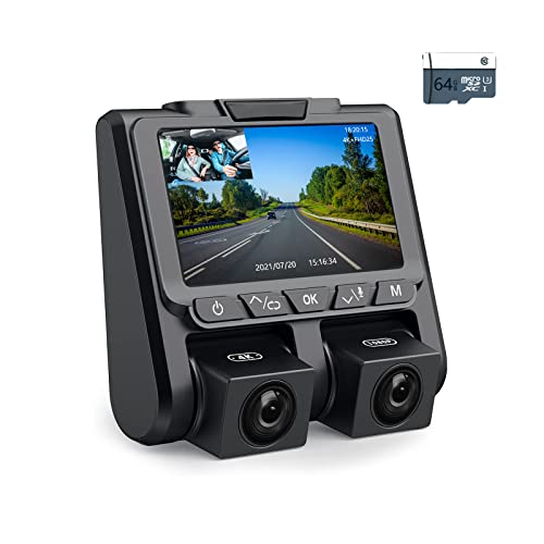 4K WiFi Front and Rear Dash Cam with 32GB SD Card Dual Car DVR ...