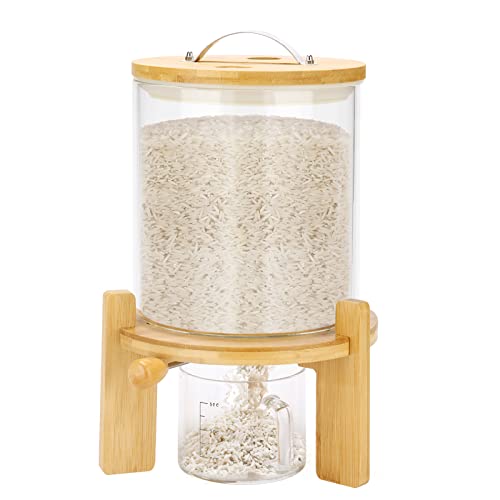 Rice Dispenser, Glass Rice Dispenser with Stand, Food Storage ...