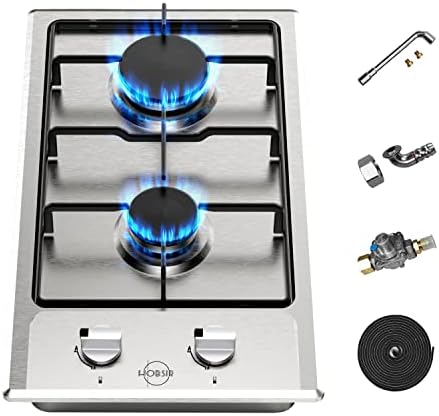 Hobsir 2 Burner Propane Gas Cooktop, 12 Inches Stainless Steel Built-in ...