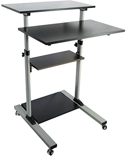 VIVO Mobile Height Adjustable Table, Stand Up Desk with Storage ...