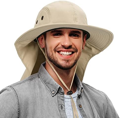 Tirrinia Wide Brim Hat with Neck Flap - Outdoor Sun Protection Fishing ...