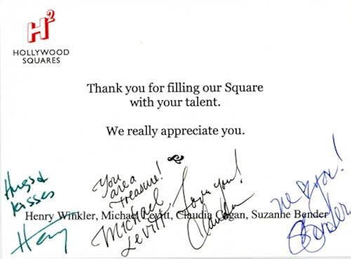 HENRY WINKLER & CO. Singed "Hollywood Squares" Thank You Note to ...