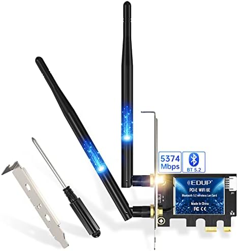 EDUP PCIe WiFi 6E Card Bluetooth 5.2 AX 5400 Mbps AX210 Tri-Band 6Ghz/5.8GHz/2.4GHz PCI-E ...