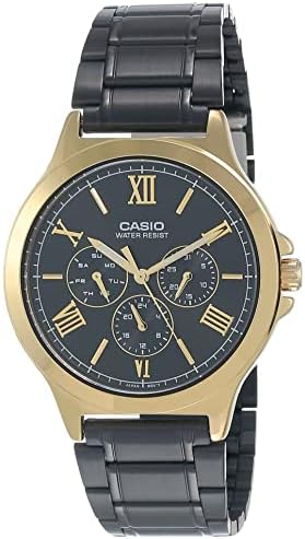 Casio Watch Men's Analog Multi Hands Black Dial Stainless Steel Black ...