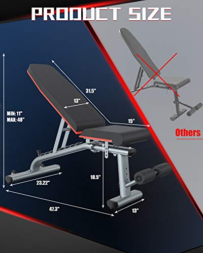 KingStone Adjustable Weight Benches for Full Body Workout with Ultra ...