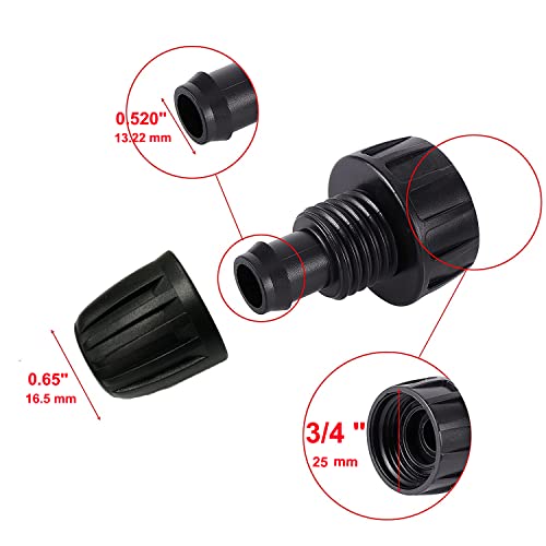 Yulaiyoen 1/2 Inch Drip Irrigation Tubing Faucet Adapter 3 Pack, 3/4 ...