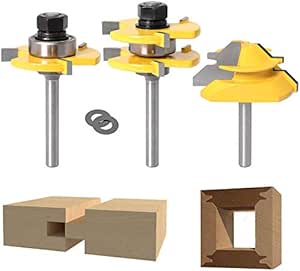Lock Miter 45 Degree Joint Router Bits + 2Pcs Tongue and Groove Set [1/ ...