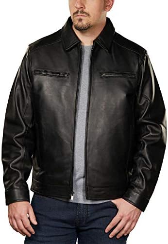 Boston Harbour Men's Leather Jacket, Black, Large price in Saudi Arabia ...