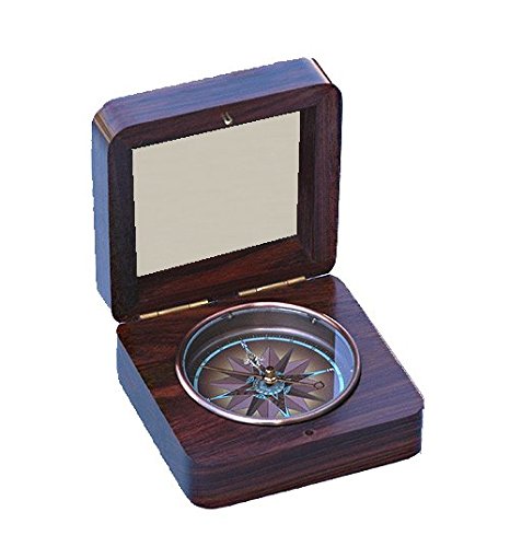 Engraved Captain's Rosewood Desk Compass - MasterBasser